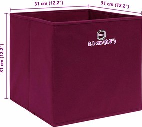 Úložné boxy 10 ks tmavě červené 32 x 32 x 32 cm textil 288343