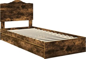 Postel s úložným prostorem se zásuvkou Kouřový dub 90 x 200 cm 3413545