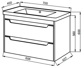 Lavedo Komplet skříňka s umyvadlem Valencia Grey Air 70 a Valencia Grey Air 165 vysoká skříňka do koupelny Orientace: Levá
