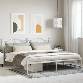 Kovový rám postele s čelem bílý 200 x 200 cm,  353495