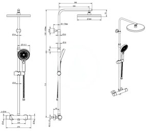 kielle Oudee Sprchový set s termostatem, 260 mm, 3 proudy, matná černá ki_20602014