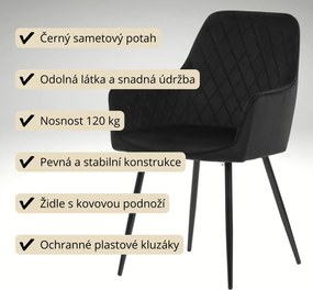 Vikio Jídelní set pro 8 osob 180x90 cm soft dub noha X černá židle s područkami VJS228-8C