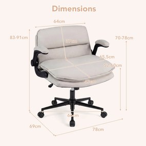 Costway Ergonomická kancelářská židle, výškově nastavitelná psací židle, otočná