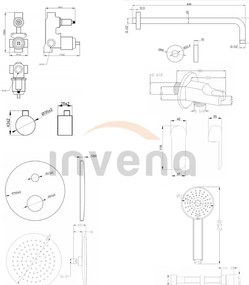 Invena Siros, podomítková sprchová sada s 2-výstupovým tělesem, černá matná, INV-BS-90-013-A