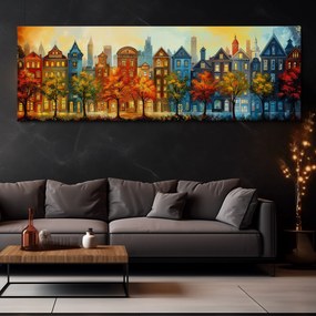 Obraz na plátně - Domečky a stromečky v Orleans FeelHappy.cz Velikost obrazu: 210 x 70 cm
