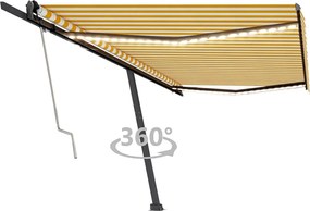 vidaXL Automatická markýza LED a senzor větru 500 x 350 cm [3069871] Barva: Žluto-bílá