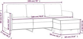 3místná pohovka s podnožkou hnědá 180 cm textil 3201195