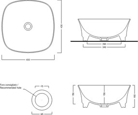 Sapho IDEA 42 x 18 x 42 cm WH100 keramické umyvadlo na desku bez přepadu