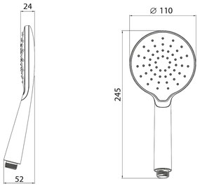 Sapho, Ruční sprcha, 1 režim sprchování, průměr 110mm, ABS/chrom lesk/bílá, 1204-28