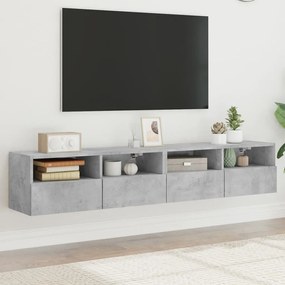 Nástěnné TV skříňky 2 ks betonově šedé 80 x 30 x 30 cm kompozit