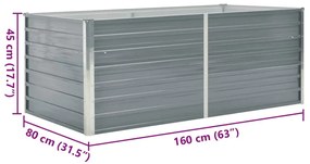 vidaXL Marketos Vyvýšený zahradní truhlík 160x80x45 cm pozinkovaná ocel šedý
