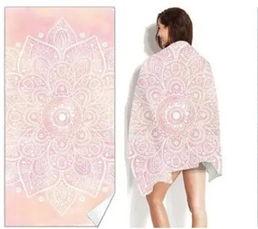 Velká plážová osuška/ručník z mikrovlákna Mandala 70x140cm růžová
