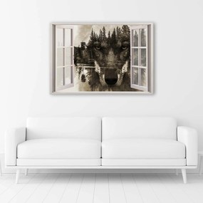 Gario Obraz na plátně Vlk v okně Rozměry: 60 x 40 cm