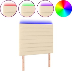 Čelo postele s LED krémové 100x5x118/128 cm textil 3122559