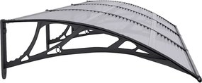 Vchodová stříška černá a průhledná 300 x 75 cm polykarbonát 153578
