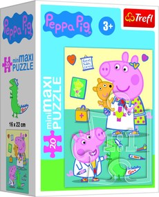 Trefl Minipuzzle miniMaxi 20 dílků Prasátko Peppa/Peppa Pig 4 druhy v krabičce 11x8cm 24ks v boxu