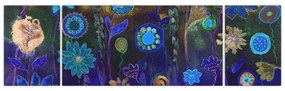 Obraz tmavěmodrých květů (170x50 cm)