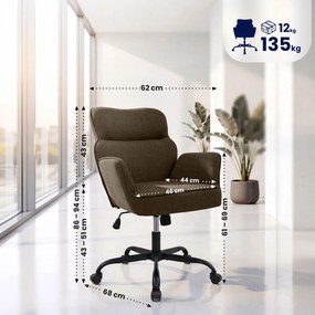 Kancelářská židle Amado látka – hnědá