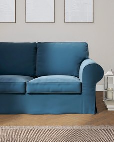 Potah na pohovku IKEA  Ektorp 2-místná, nerozkládací barva modrá látka lesklé, sametová