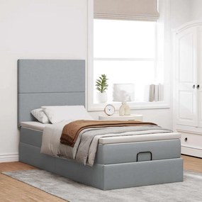Osmanský postel s matrací světle šedá 100x200 cm textil 3313050