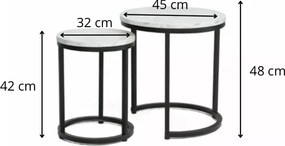 Sada 2 ks konferenčních stolků Hola bílý mramor/černá