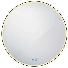 Nimco - Zrcadlo s LED osvětlením, průměr 100 cm, dotykový senzor, matná černá ZPC 28004RVX-90