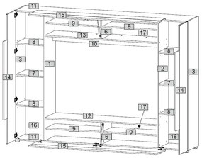 Obývací stěna Rock, bílá/šedý beton