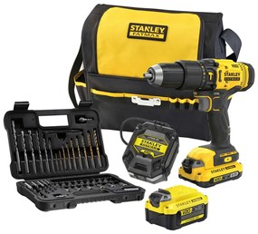 Stanley - 18V AKU vrtačka s příklepem s příslušenstvím, 1x aku 2,0 Ah, 1x aku 4,0 Ah Li-Ion, nabíječka SFMCD711DMA-QW