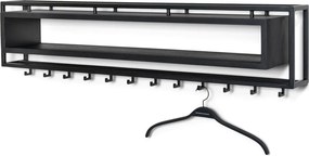 Černý kovový nástěnný věšák s poličkou 118 cm School – Spinder Design