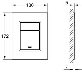 GROHE 37535AL0 - Ovládací tlačítko SKATE COSMOPOLITAN S 130 × 172 mm grafit