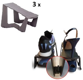 ARTPLAST Flip Flap U22TO-KIT Organizér na boty šedohnědý, 3 ks
