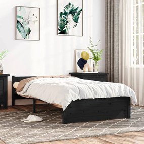 Rám postele černý masivní dřevo 90 x 200 cm - Default Title