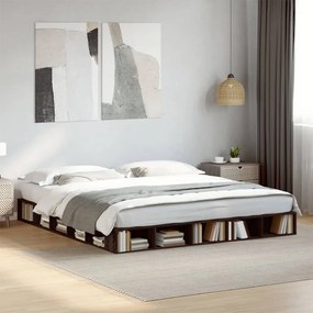 Rám postele hnědý dub 200 x 200 cm kompozitní dřevo