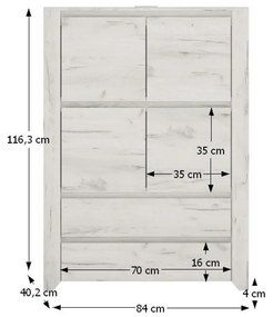 Komoda typ 33, bílá craft, ANGEL