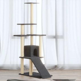 Škrabadlo pro kočky se sisalovými sloupky tmavě šedé 155 cm 171517