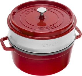 Staub Litinový hrnec s poklicí a s napařovací vložkou Cocotte, Ø 24 cm / 3,8 l, cherry 1010576