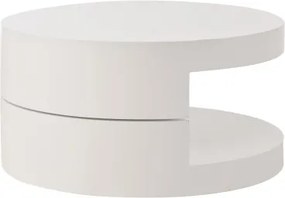 Aosom Cylindrický konferenční stolek s otočnou deskou o 360°, LED světelný pásek, 2vrstvá konstrukce, 70x70x35,5 cm, bílá