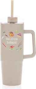 Personalizovaná cestovní termoska s průhledným víčkem pro paní učitelku/pana učitele (pomůcky)