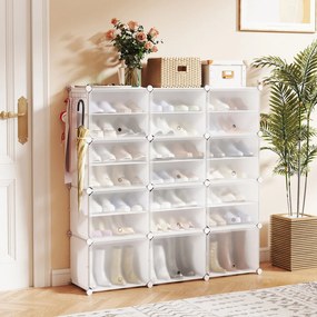 Costway DIY stojan na boty s 12 přihrádkami na 48 páry bot a bot Plastová