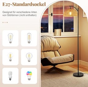 Costway Stojací lampa 160 cm se závěsným stínidlem a nožním spínačem Stojací