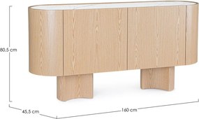 Komoda v dekoru dubu ve světle přírodní barvě 160x80,5x45,5 cm Otilia – Bizzotto