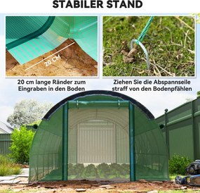 Outsunny Fóliovník 6×3×2 m, tunelový skleník se stínící sítí, rolovací stěny, ocelová konstrukce, zelený