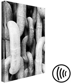 Obraz Zvuk kovu (1-dílný) - Loftový styl v šedém odstínu