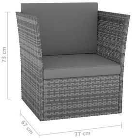 vidaXL Marketos Zahradní křeslo se stoličkou polyratan antracitové