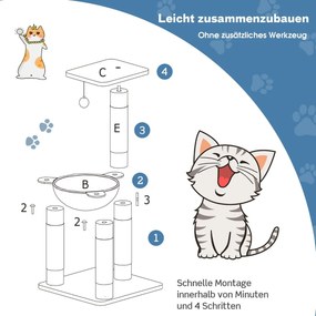 Costway Vícepatrové škrabadlo Měkce zabalený kočičí strom s útulnou houpací sítí