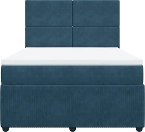 Box spring postel s matrací modrá 140 x 190 cm samet 3294632