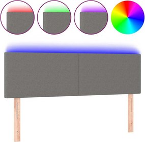 Čelo postele s LED tmavě šedé 144x5x78/88 cm textil 3121331