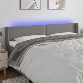 Čelo postele s LED tmavě šedé 183 x 16 x 78/88 cm textil 3123111