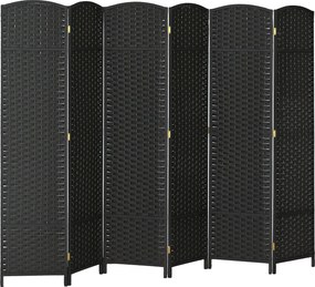HOMCOM Skládací rozdělovací stěna 6-panelová 240x170 cm - Záclona pro soukromí do obývacího pokoje, ložnice, kanceláře - černá | Aosom