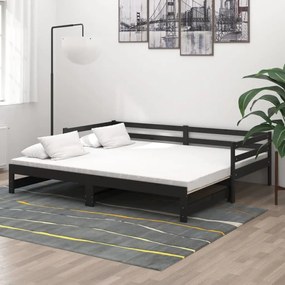 vidaXL Výsuvná válenda masivní borovice 2 x (90 x 200) cm [806951] Barva: Černá